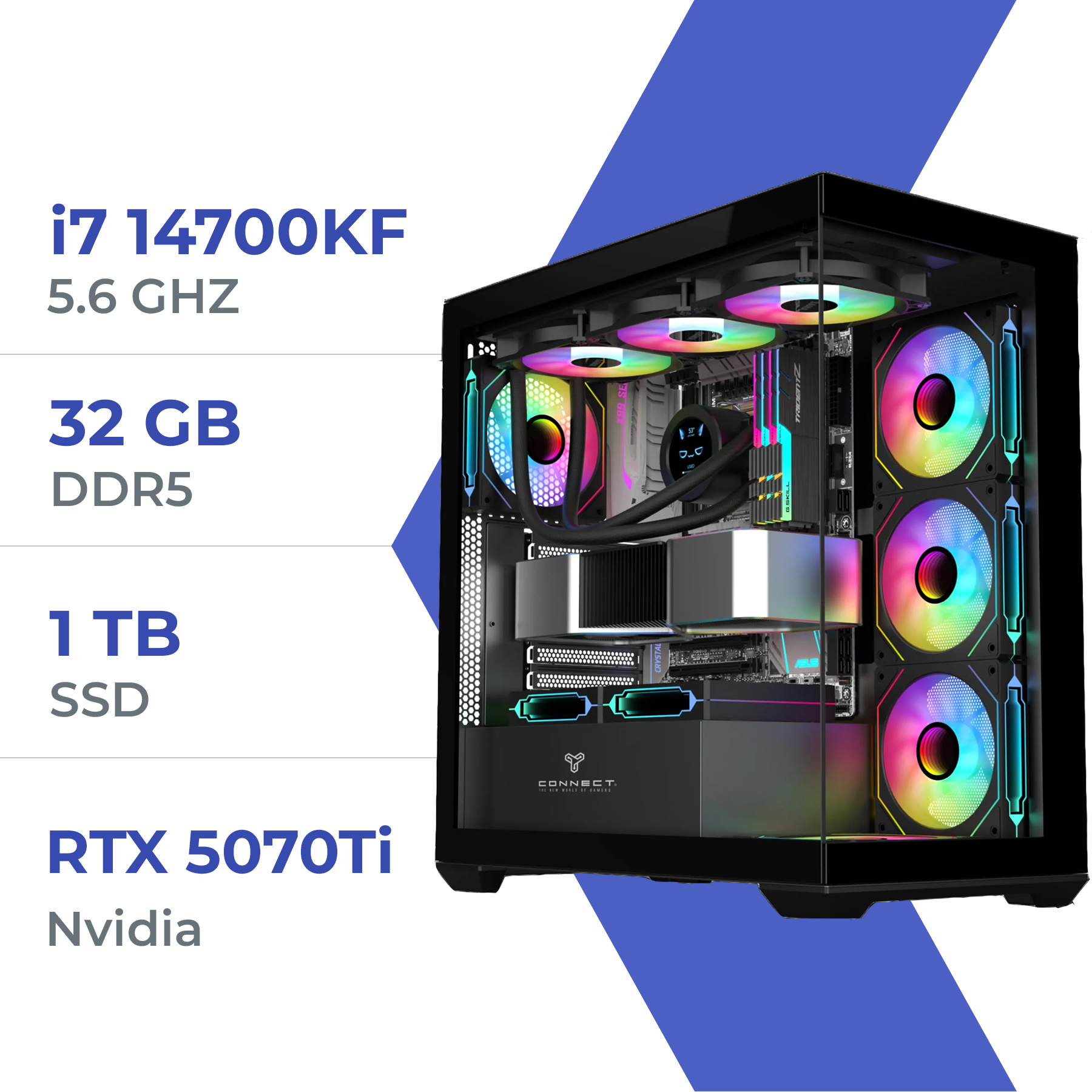 PC Gamer Techspace i7 14700KF/1TB SSD/32GB/RTX 5070Ti - Techspace.ma