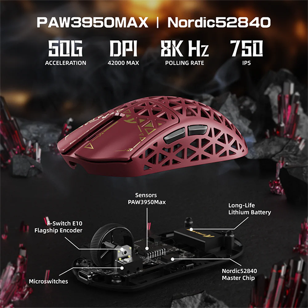 ATTACK SHARK R5 Ultra (Red) | Souris Gamer Maroc - Techspace.ma