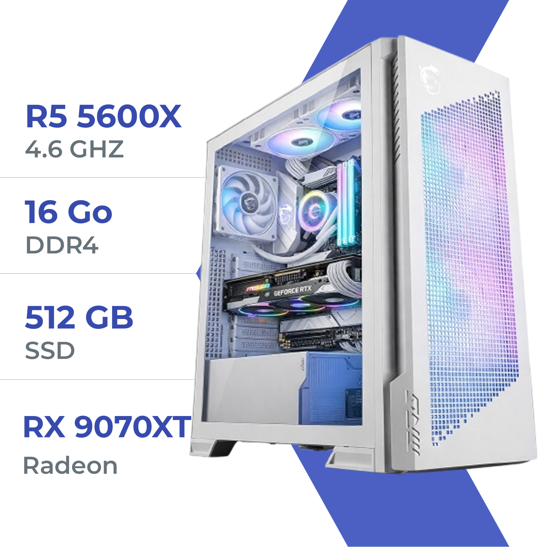 PC Gamer Techspace Ryzen 5 5600X/512GB SSD/16GB/RX 9070XT 16GB ...